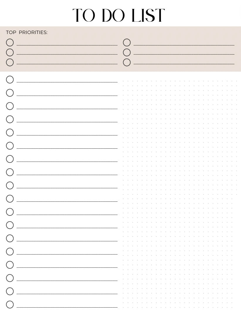 Printable to Do List, Daily, Weekly To-do Pdf Planner Checklist ...