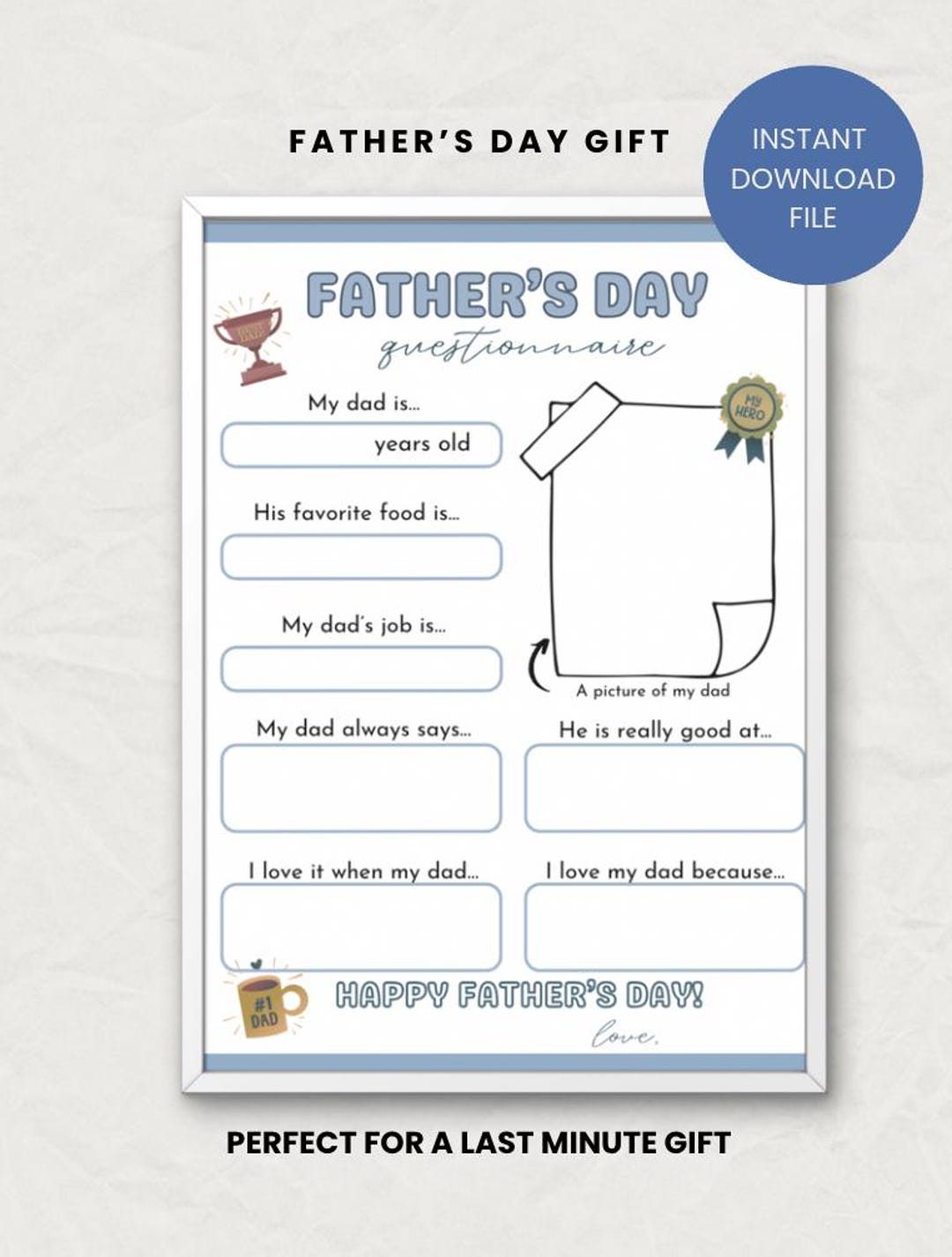 All About My Dad Printable, Fathers Day Gift From Kids Interview, Dad ...