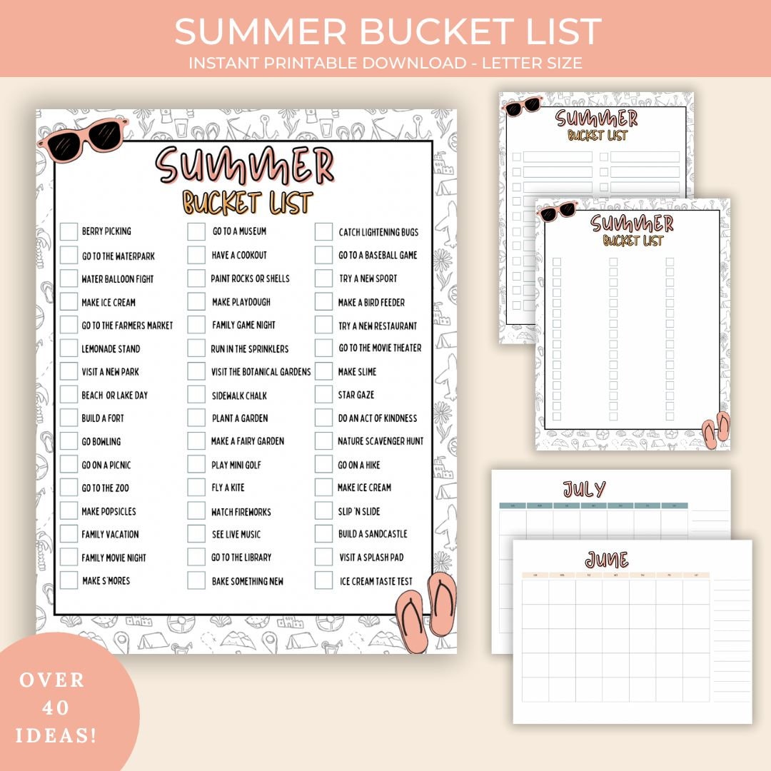 Summer Bucket List Printable | Summer Activities Checklist | Summer to ...