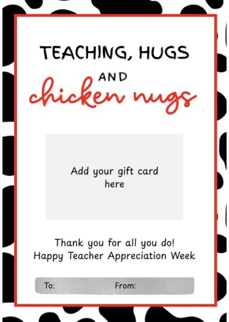 Printable Chickfila Gift Card Holder | Teacher Thank You Gift | Teacher ...