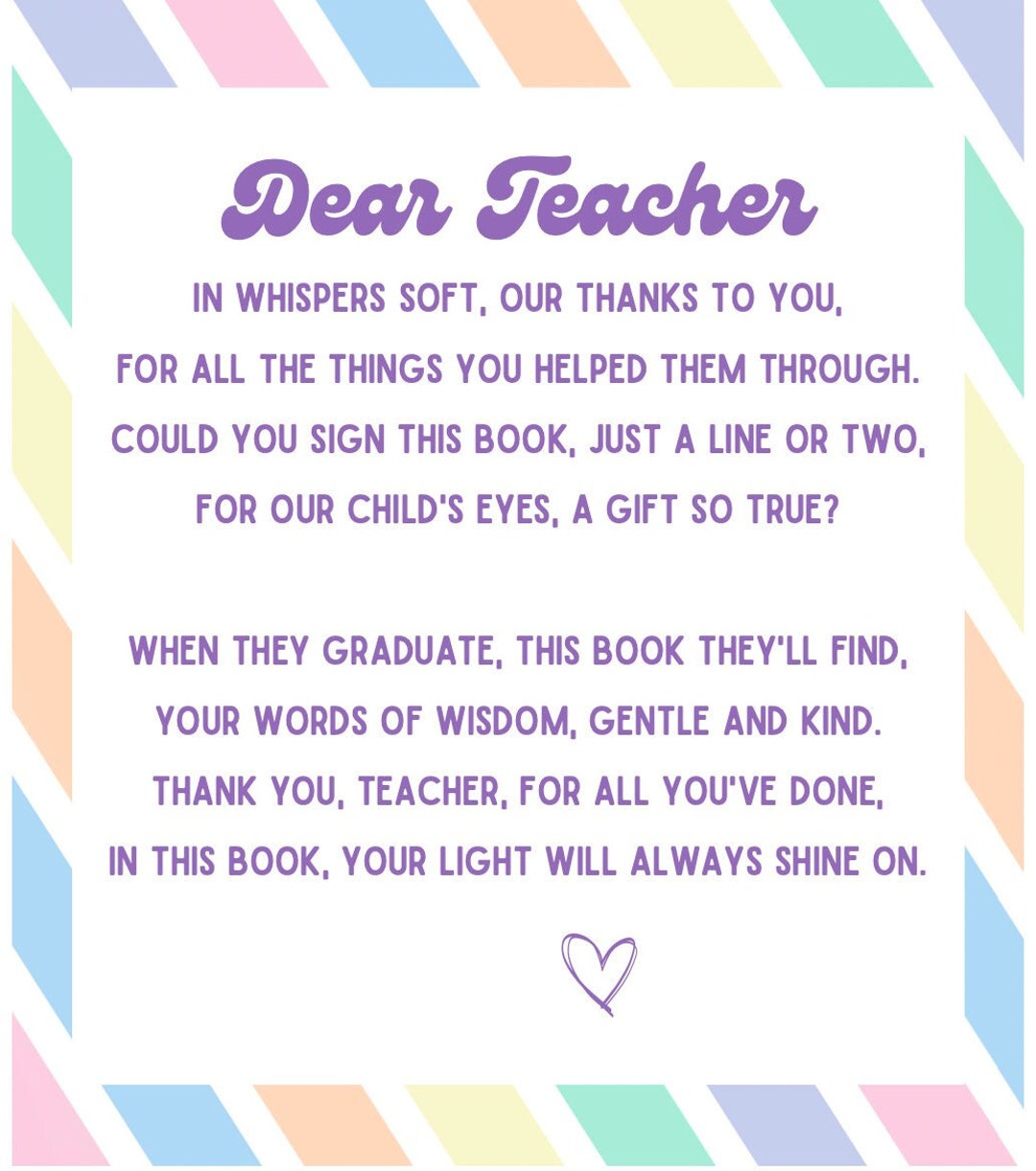 Graduation Book Letter Printable / Elementary Graduation Gift / End of ...