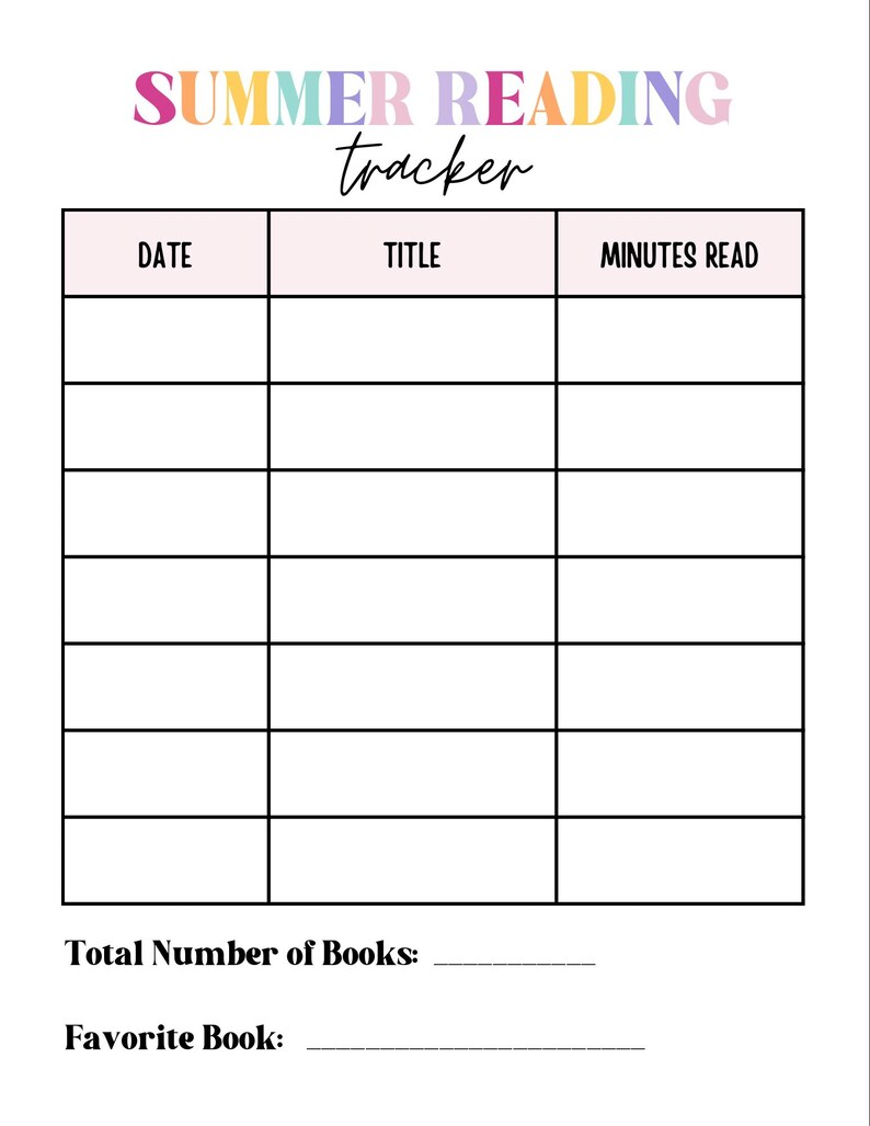 Summer Reading Tracker - Etsy