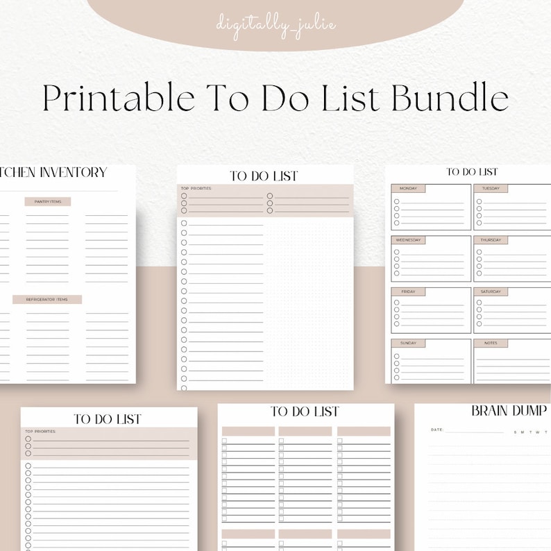 Printable to Do List, Daily, Weekly To-do Pdf Planner Checklist ...