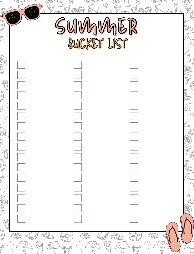 Summer Bucket List Printable | Summer Activities Checklist | Summer to ...