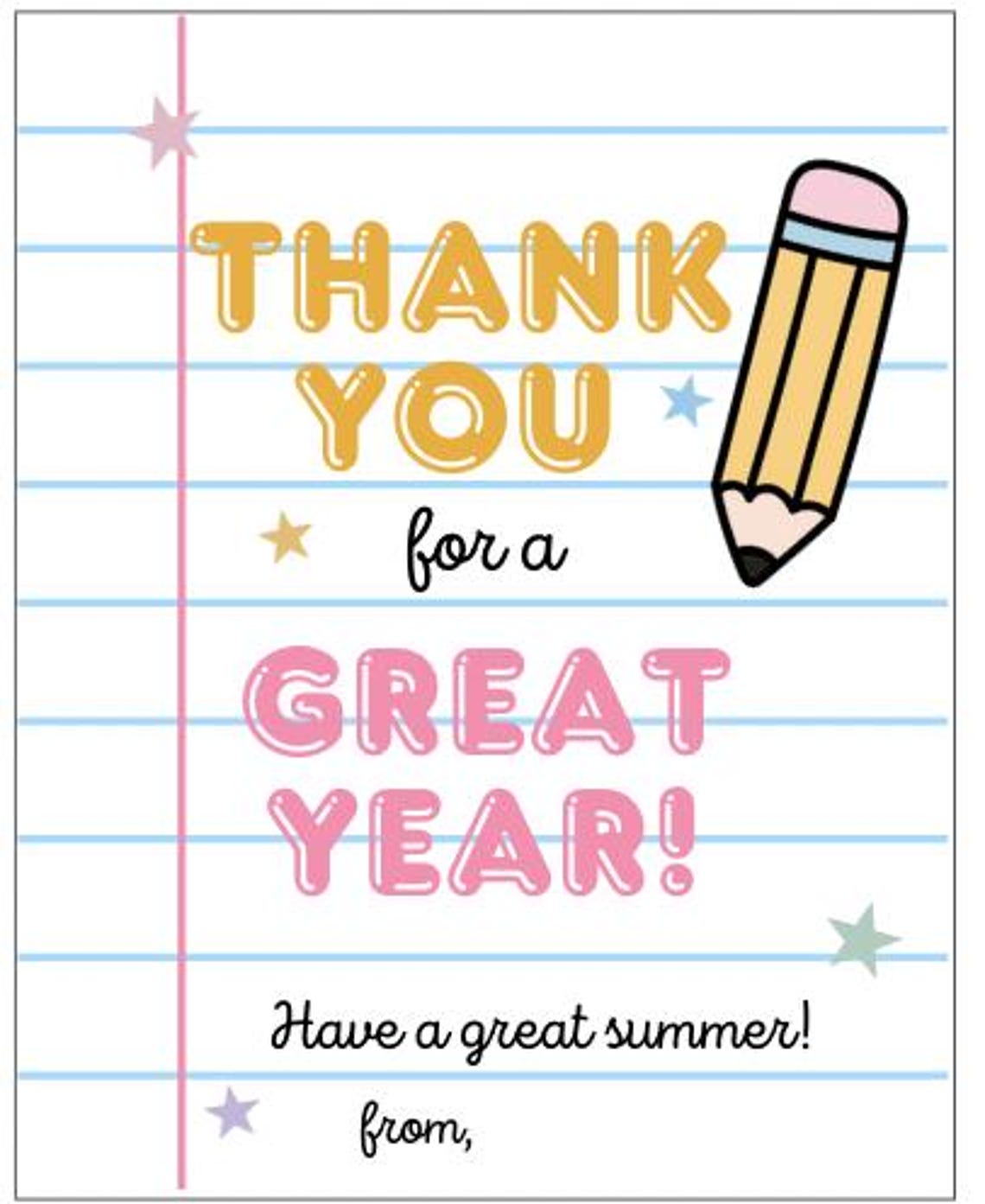 Printable Teacher Gift Tag | End of Year Thank You Tag | Cute School ...