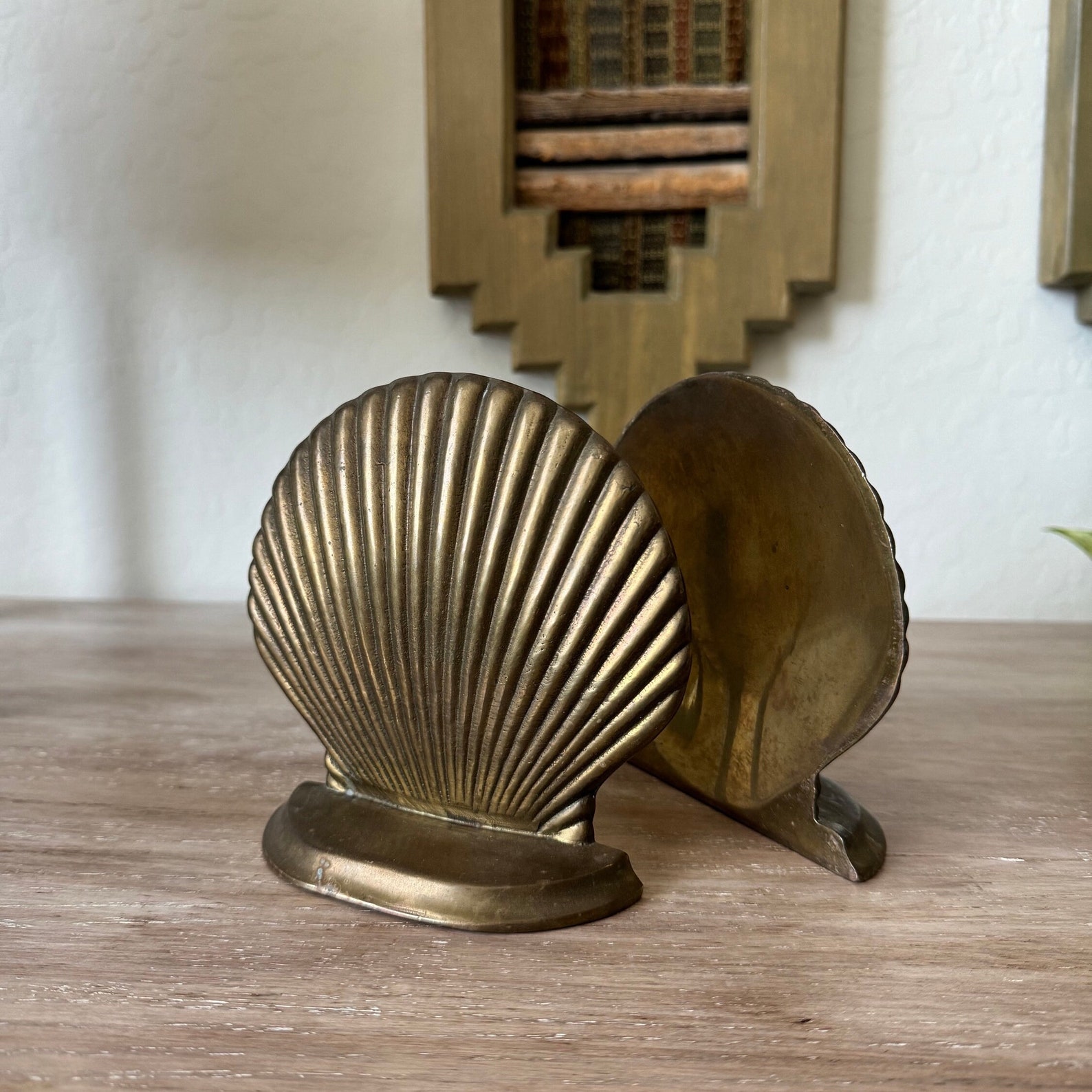 Pair of Vintage Solid Brass Seashell Bookends - Etsy
