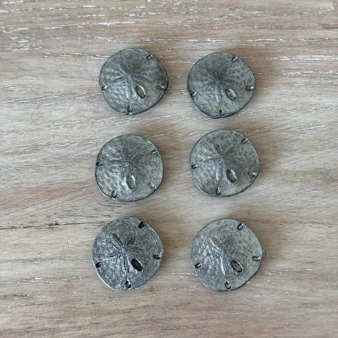 Vintage Pewter Sand Dollar Magnets 1979 Metzke Pewter Set of 6 ...