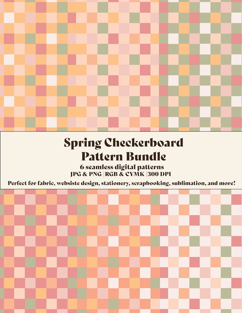 Spring Seamless Checkerboard Art for Digital Download, Printable ...