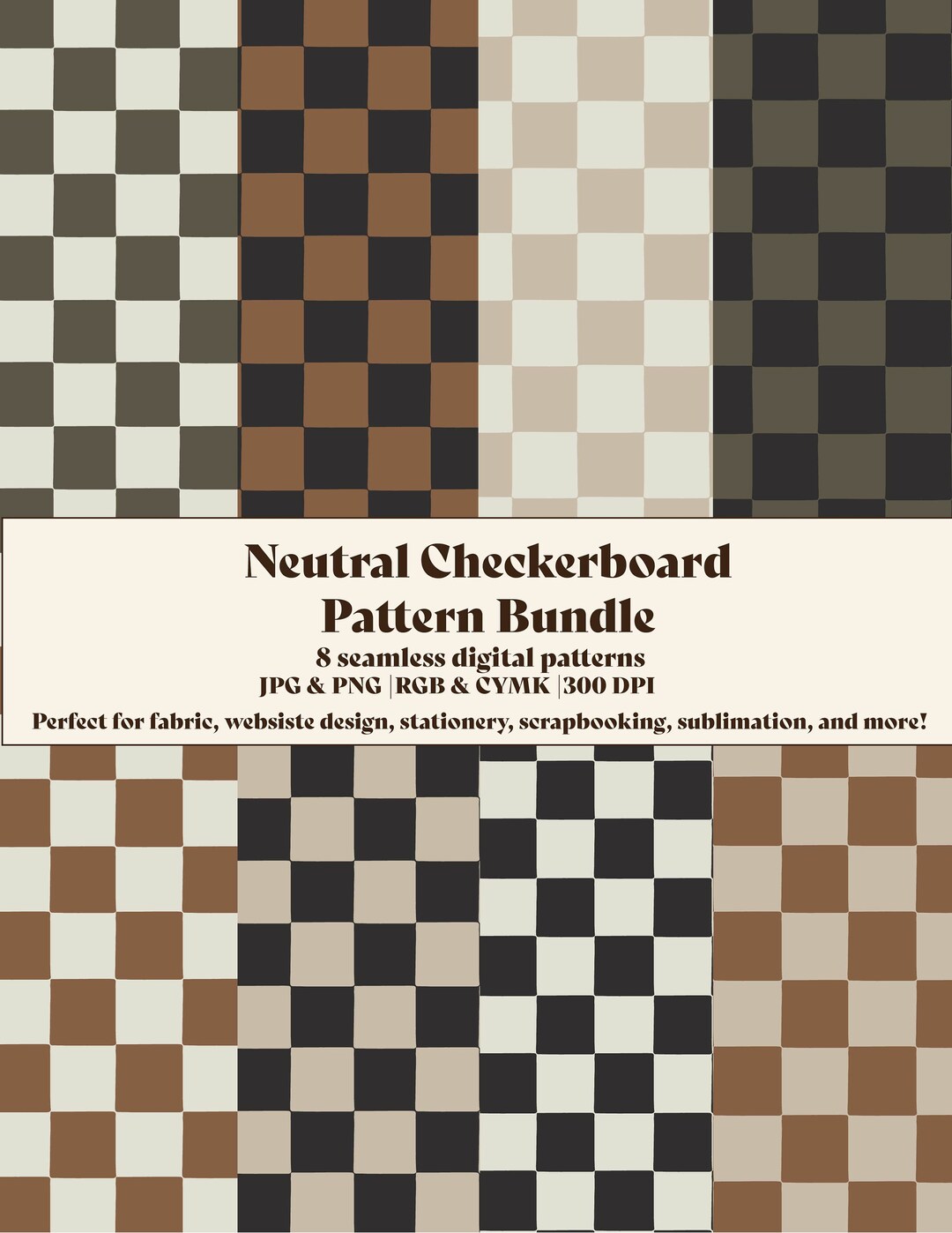 Neutral Checkerboard Paper Pattern Bundle for Commercial Licensing ...