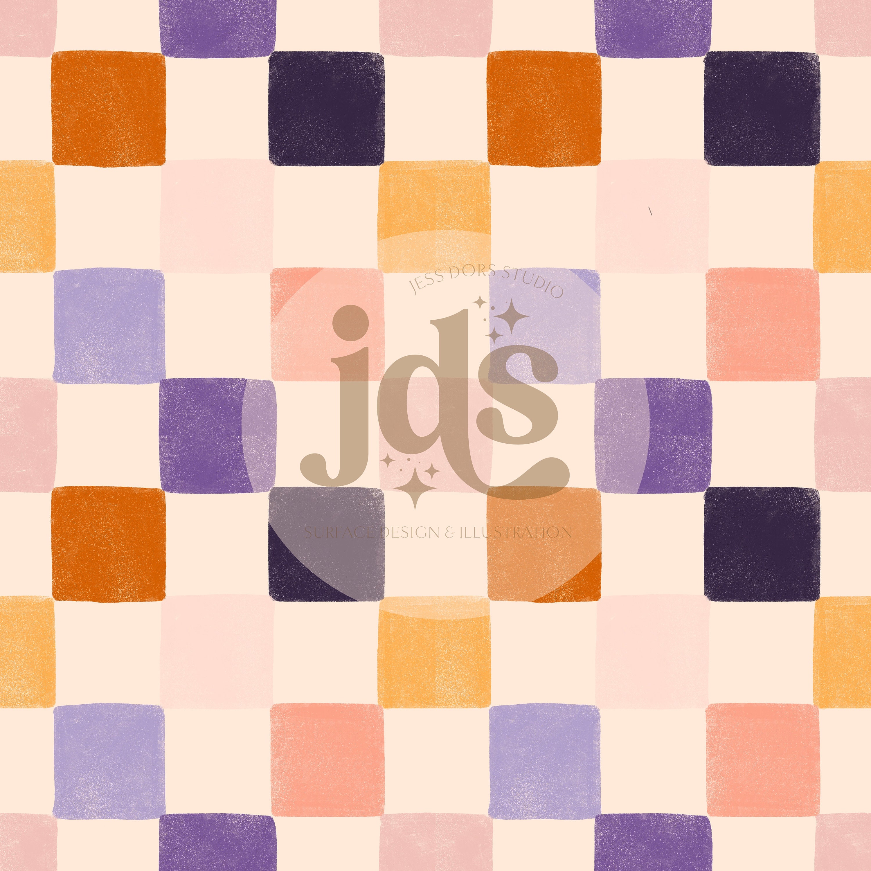 Retro Checkerboard Seamless Pattern for Licensing, Colorful Checker ...