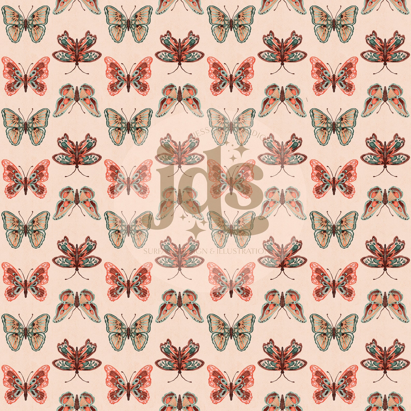 Seamless Butterflies Repeat Pattern for Commercial Use, Retro Seamless ...