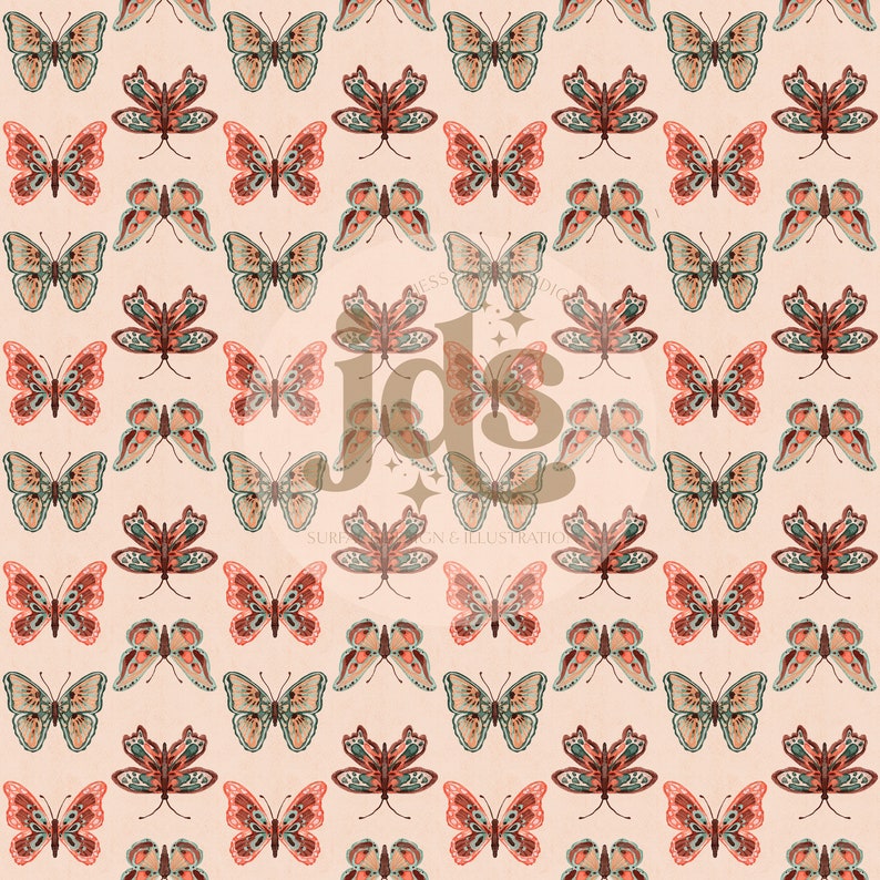 Seamless Butterflies Repeat Pattern for Commercial Use, Retro Seamless ...