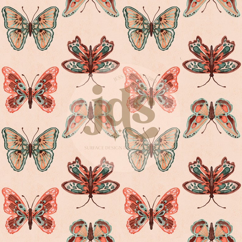 Seamless Butterflies Repeat Pattern for Commercial Use, Retro Seamless ...