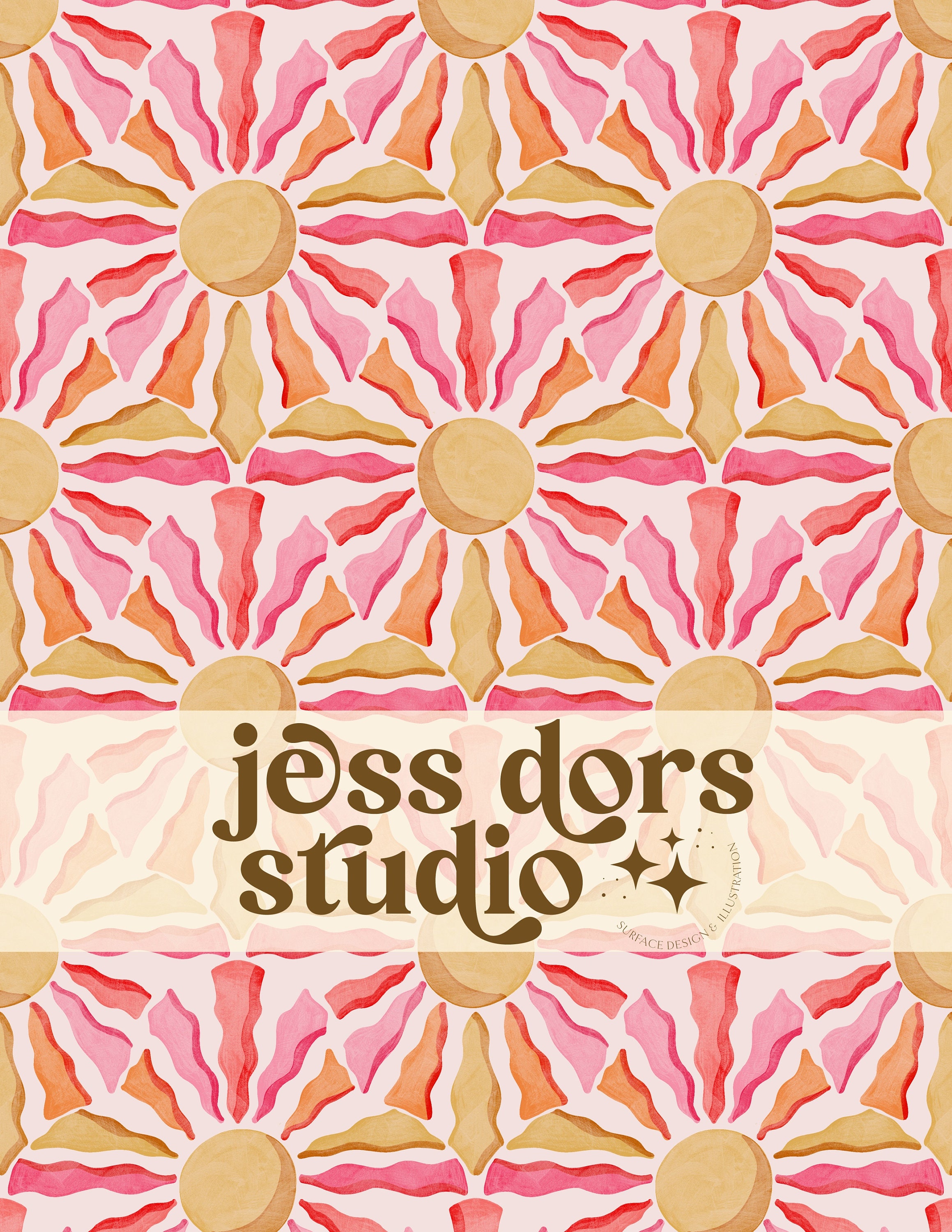 Retro Sun Seamless Pattern Art for Licensing, Groovy Summer Seamless ...