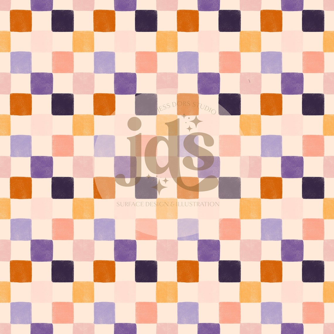 Retro Checkerboard Seamless Pattern for Licensing, Colorful Checker ...