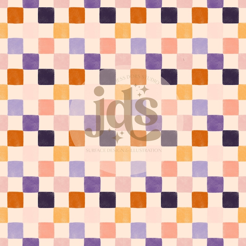 Retro Checkerboard Seamless Pattern for Licensing, Colorful Checker ...