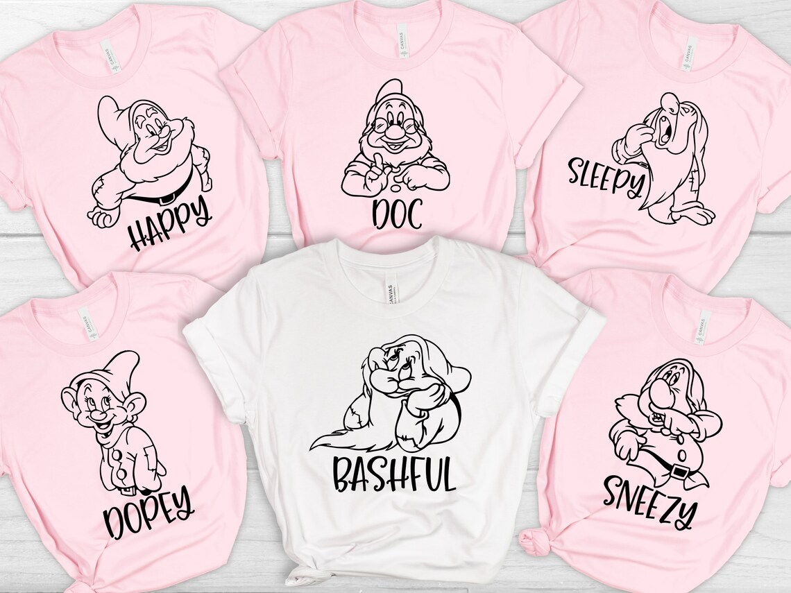 Seven Dwarfs Bundle Snow White SVG Shirt Digital Clipart Silhouette ...