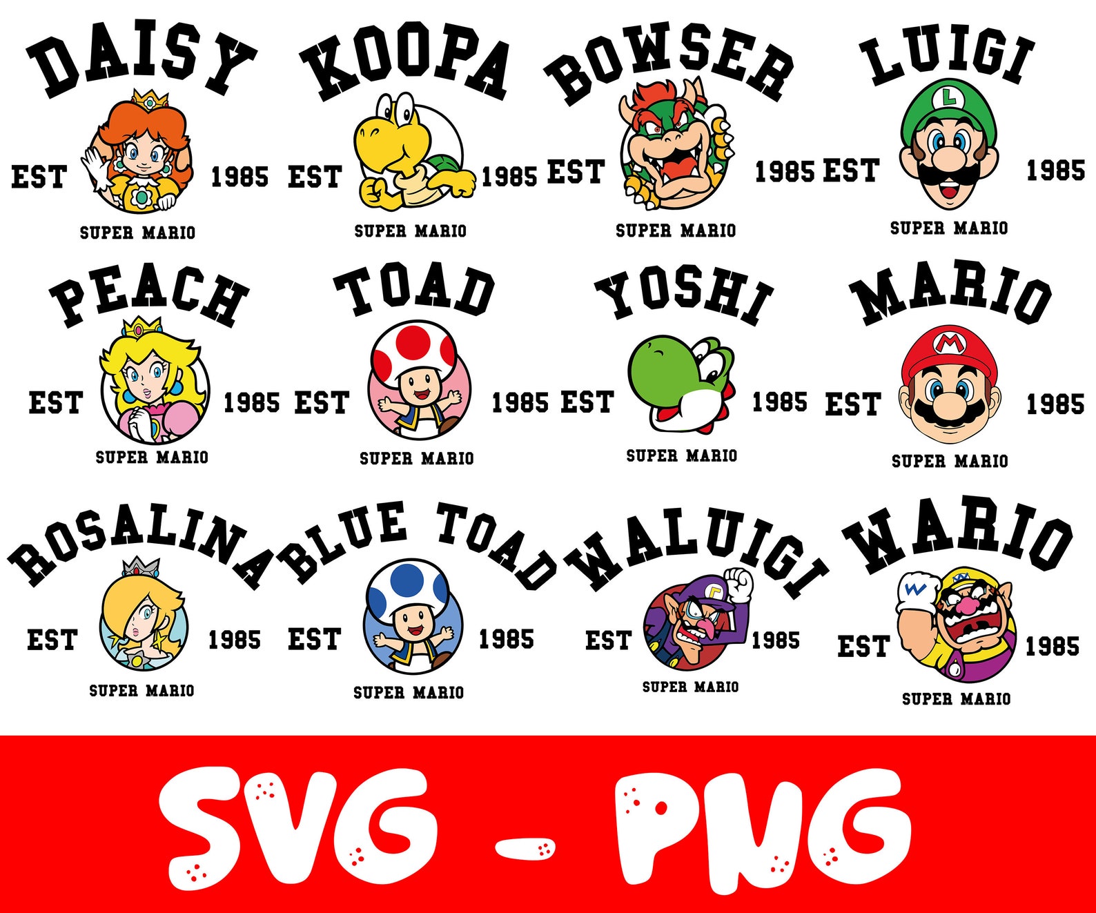 Super Mario SVG Bundle for All Prints, Mario Cut Files, Mario Clipart ...