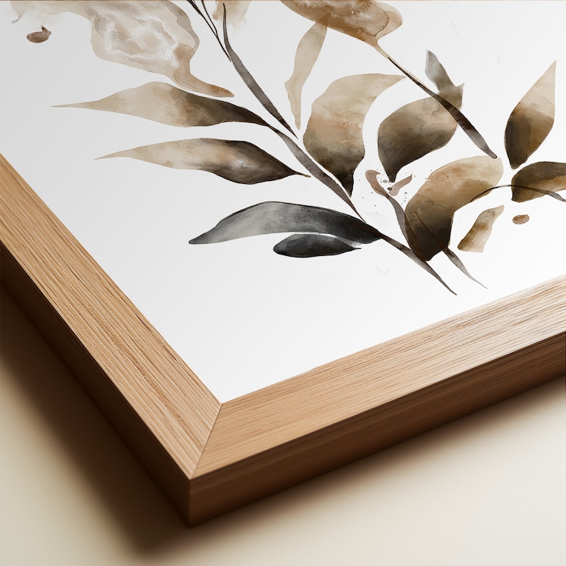 Sepia Botanical Watercolor Art Trio - Elegant Neutral-toned Floral ...