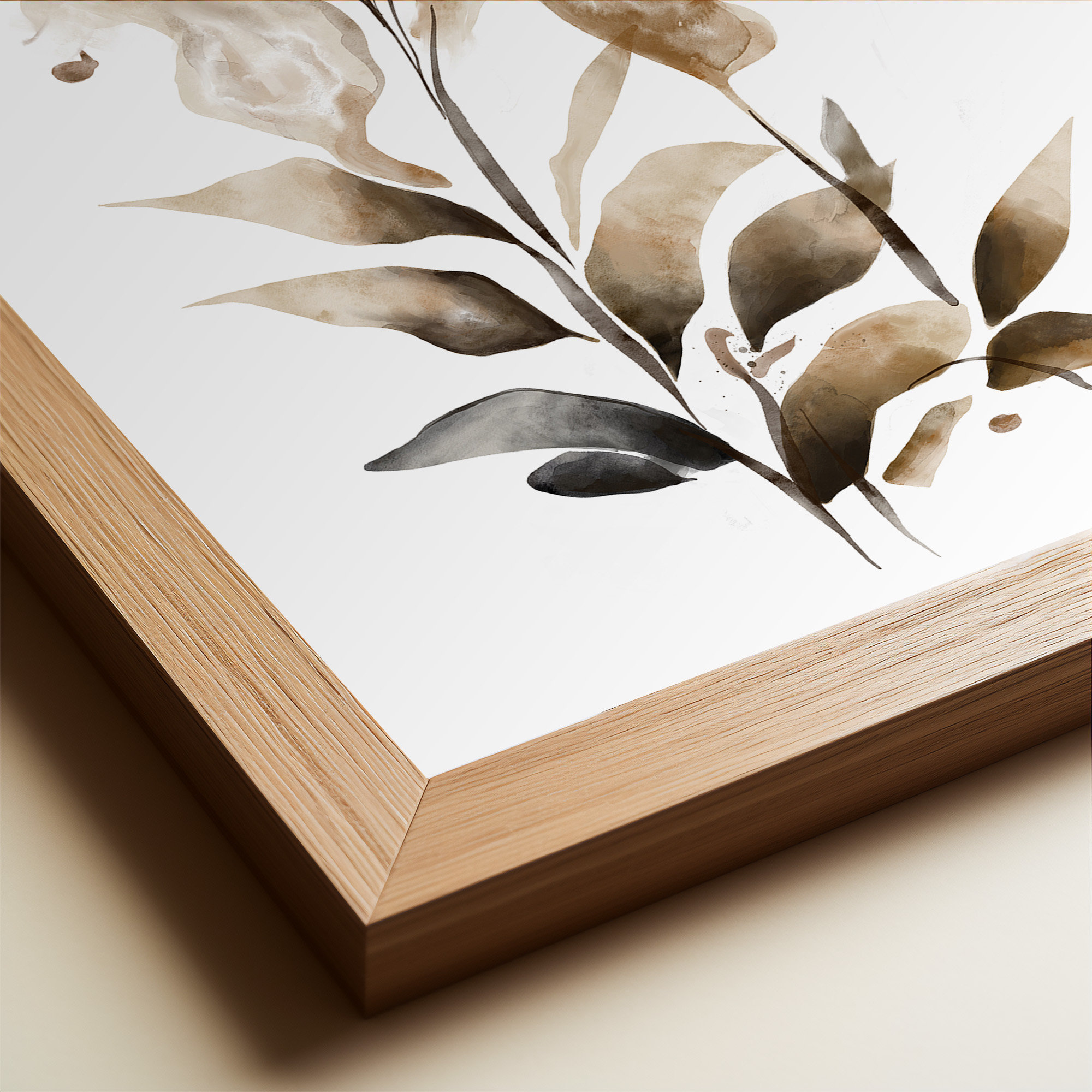Sepia Botanical Watercolor Art Trio - Elegant Neutral-toned Floral ...