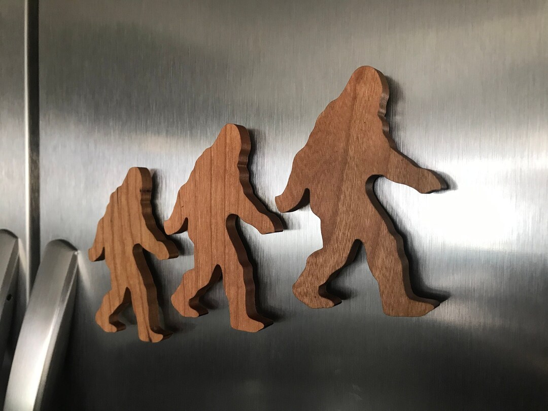 Rustic Bigfoot Magnet Cherry Wood Sasquatch Magnet Gift for Men, 3-inch ...