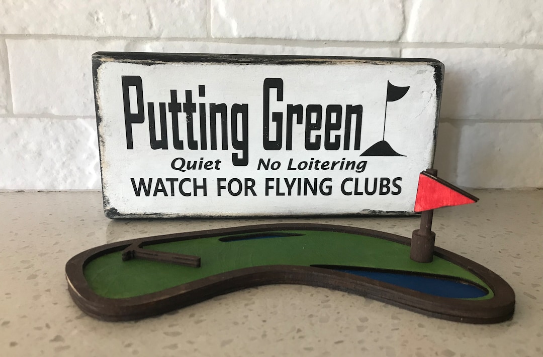 Rustic Golf Decor Wooden 7-inch Putting Green Sign Gift for Golfer Dad ...