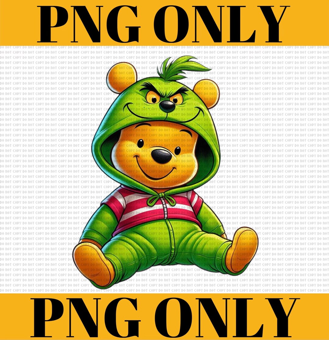 Pooh in Grinch Onesie Png - Etsy