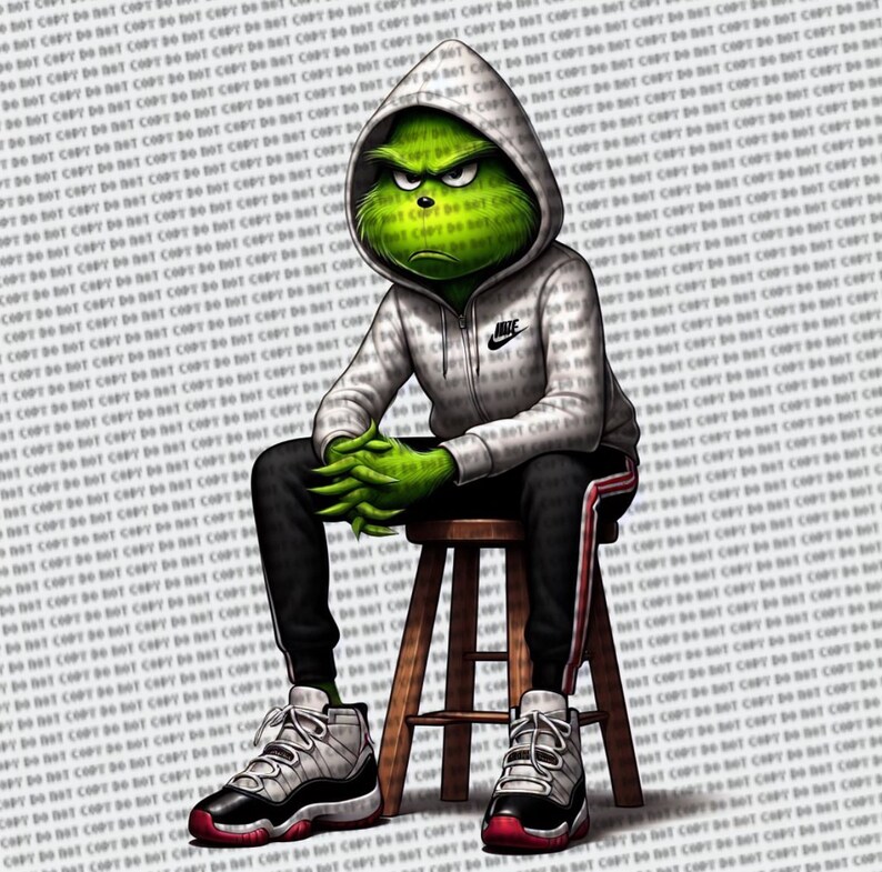 Grinch Sweat Suit Bred 11s Png - Etsy