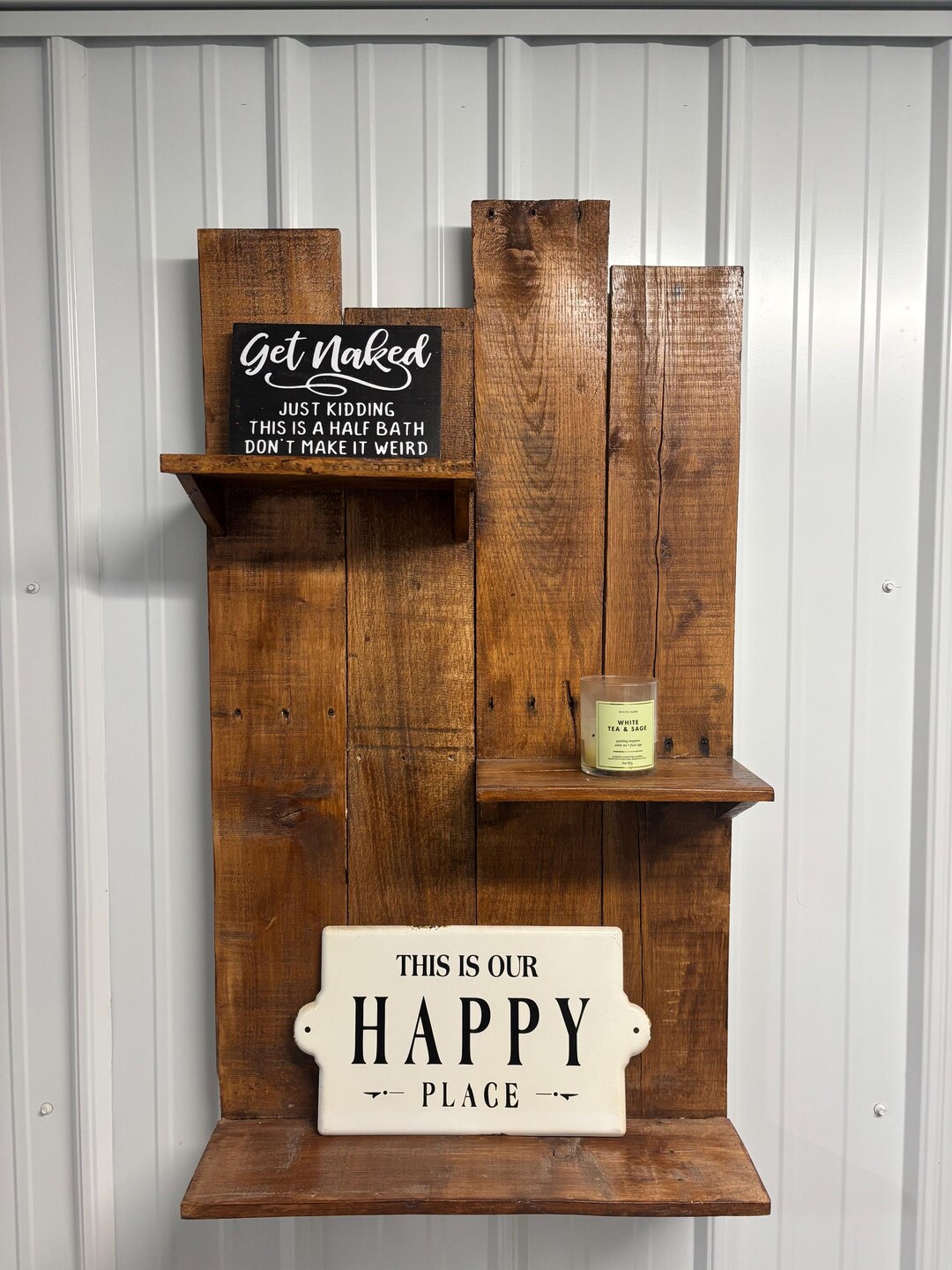 Rustic, Large Wood Shelf Made From Reclaimed Pallet Wood. Versatile and ...