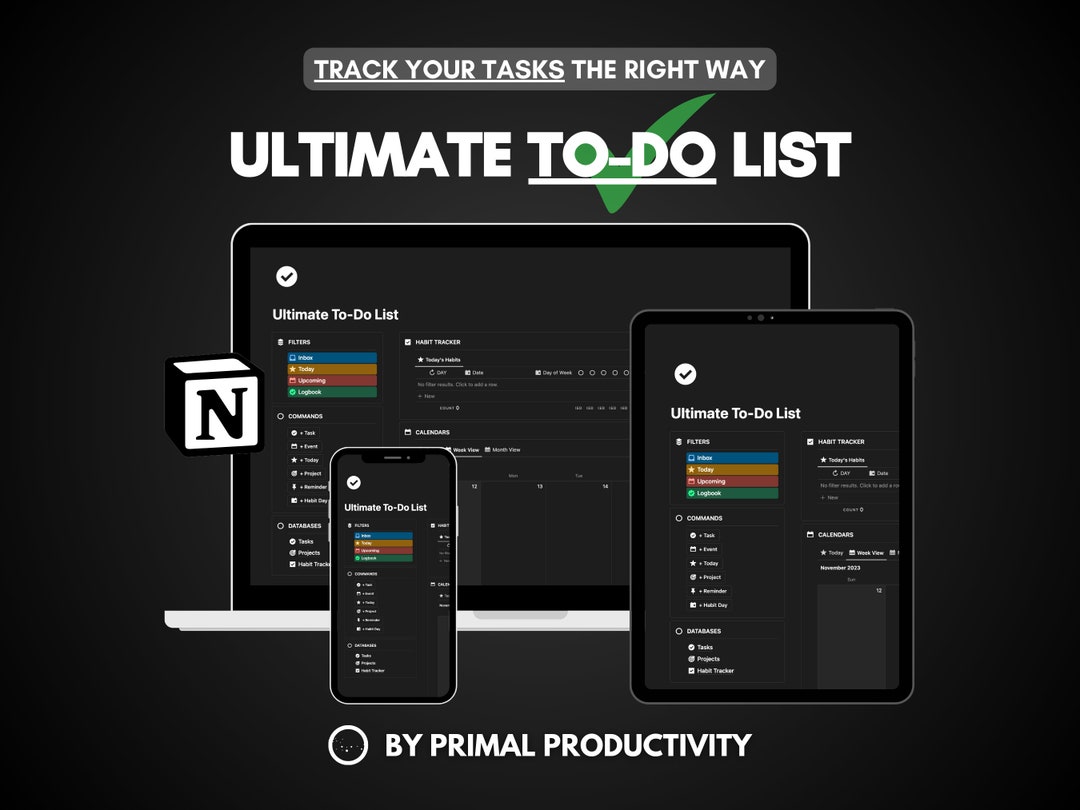 Ultimate Notion To-do List Notion Dashboard Notion Template Work All in ...