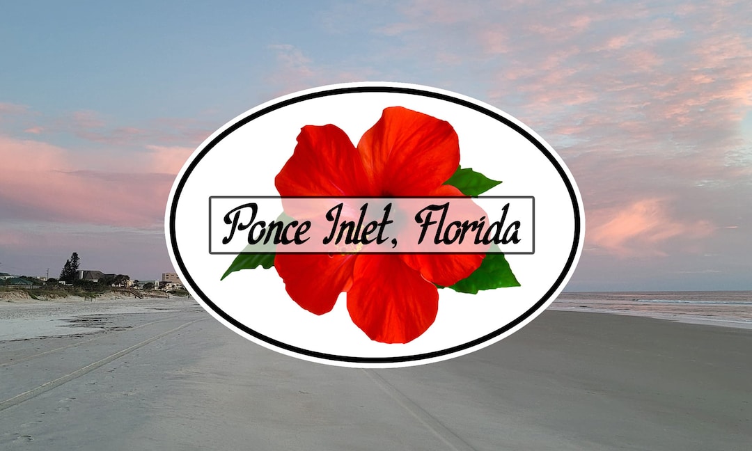 Ponce Inlet Florida Red Hibiscus Flower Vinyl Sticker Decal - Etsy