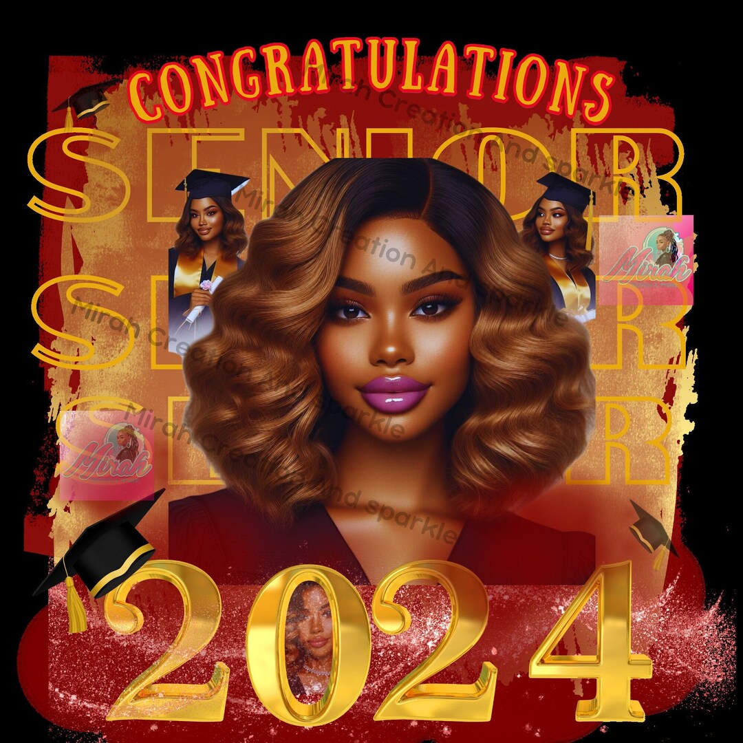 2024 Graduation, Png, Sublimation, Dtf, Svg, African American Cute Girl ...