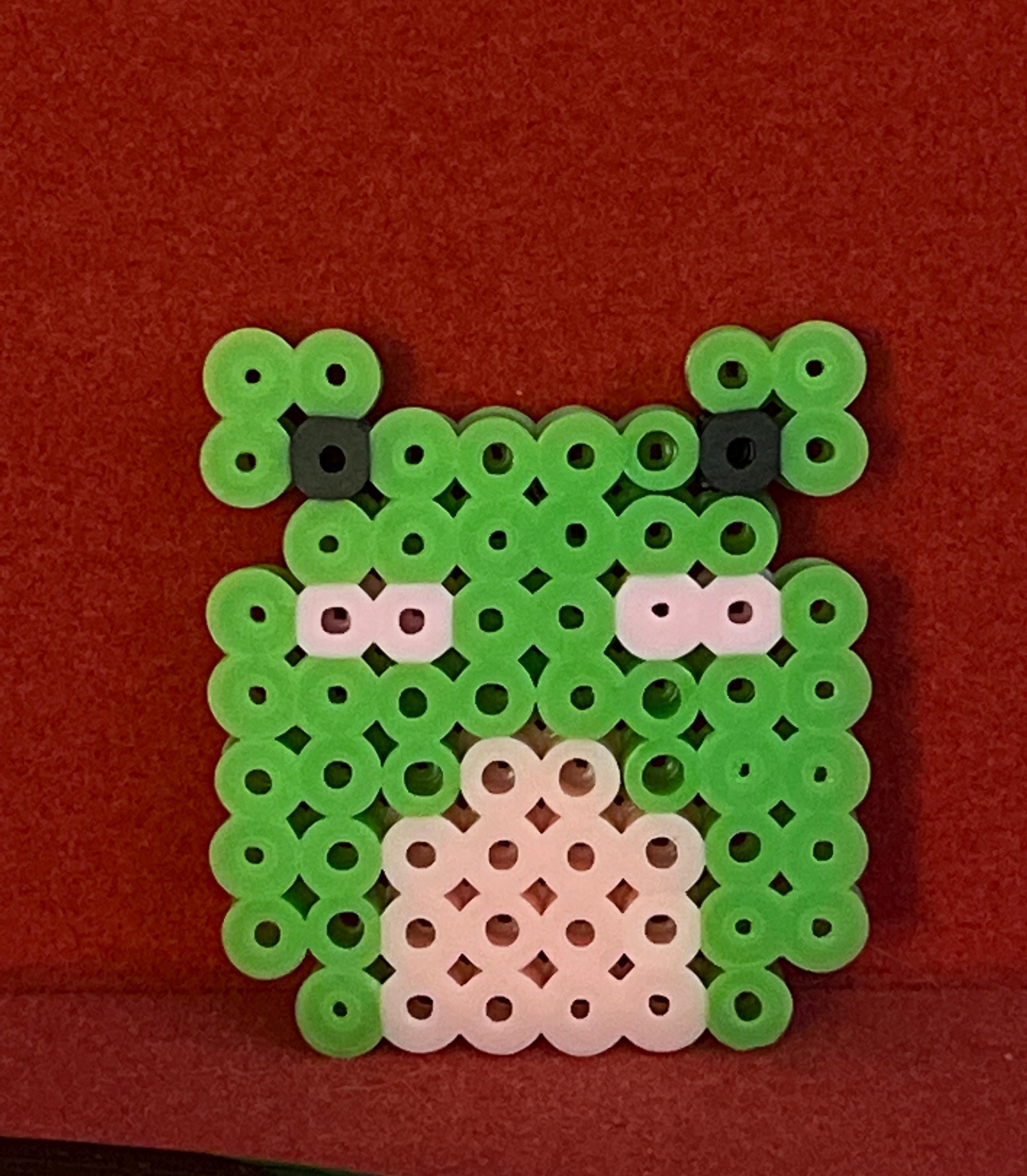Frog Made Out of Green and Pink Perler Melty Beads. - Etsy
