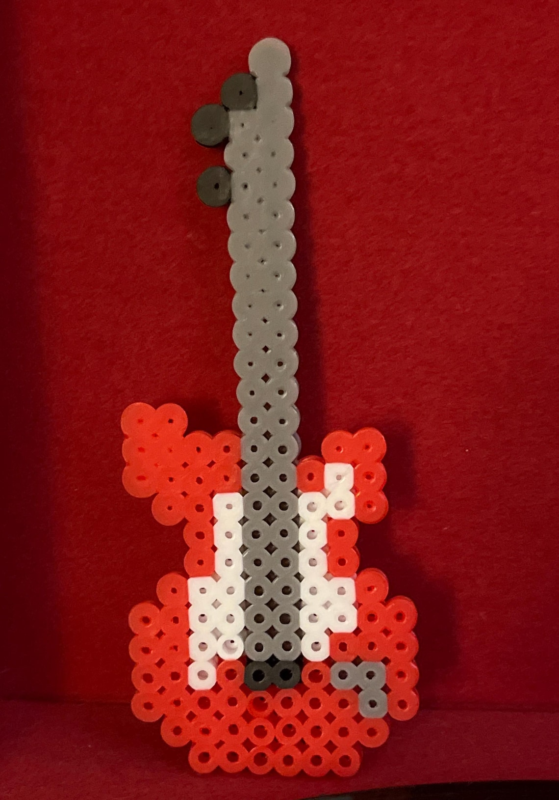 Guitar Made Out of Red and White Perler Melty Beads. - Etsy