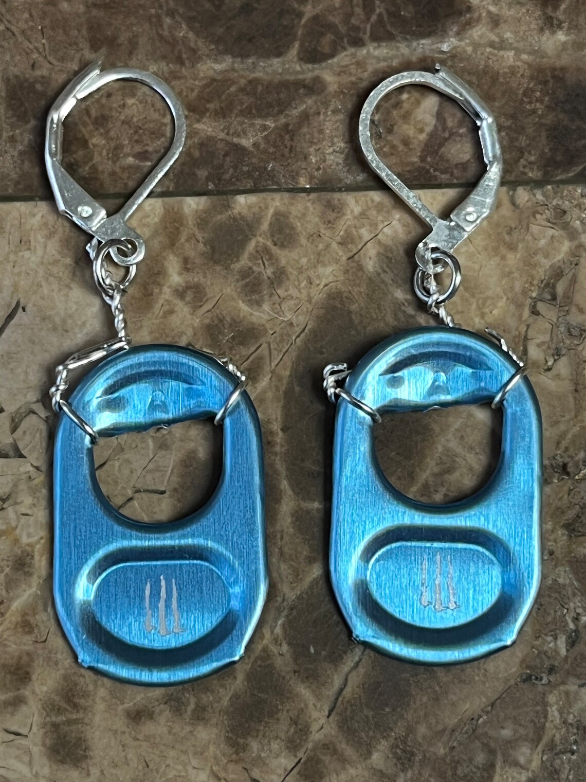 Dangly Blue Can Tab Earrings Made by Me. - Etsy