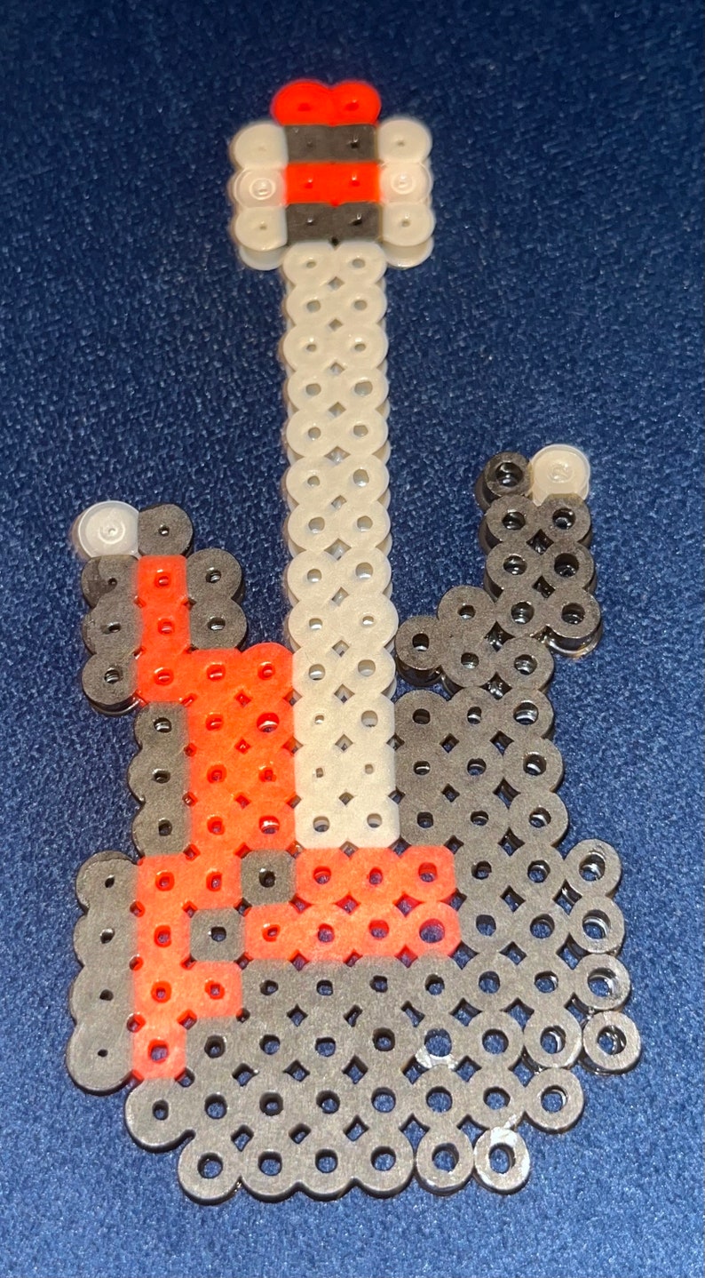 Guitar Made With Black and Red Perler Melty Beads. Handmade by Me ...