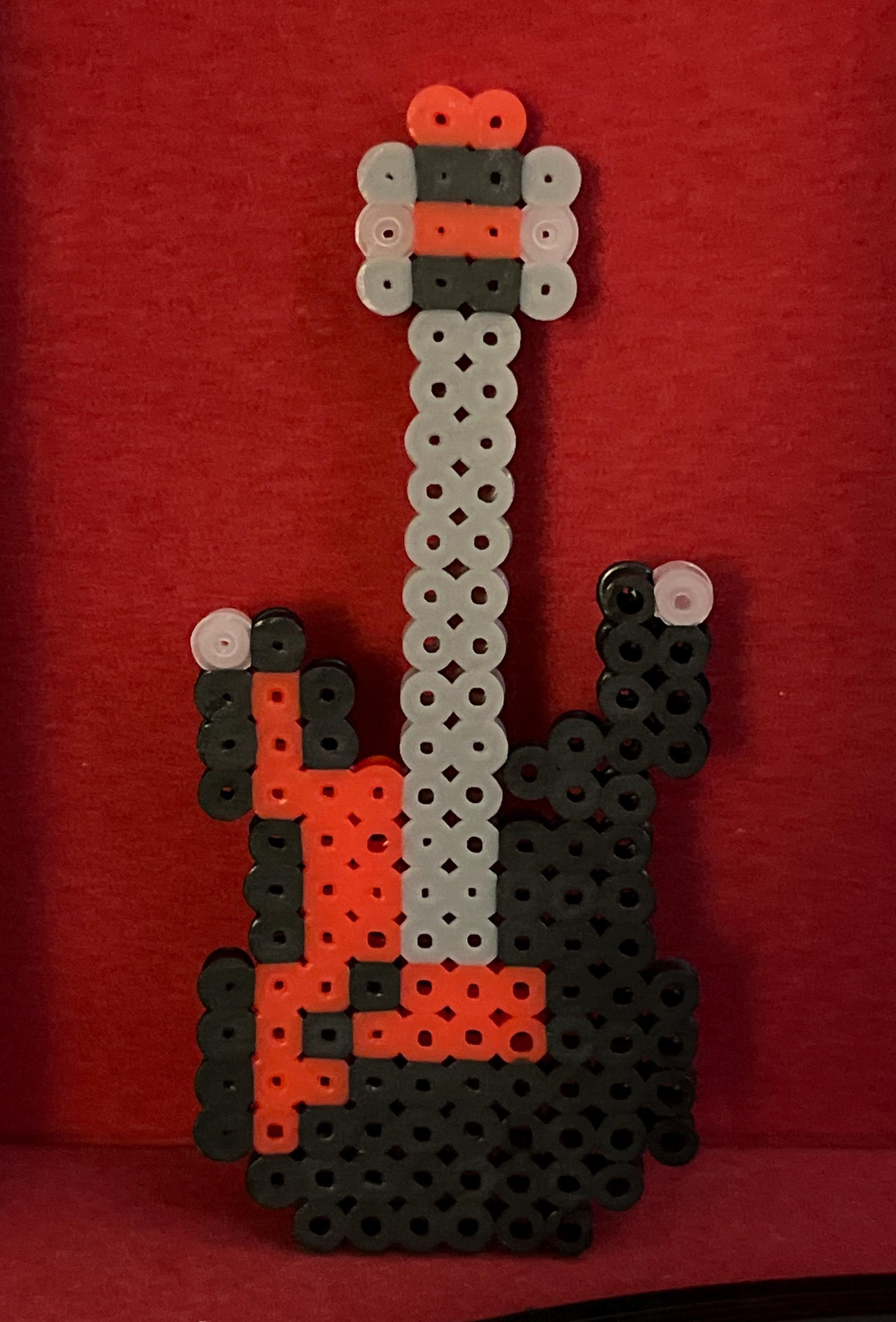 Guitar Made With Black and Red Perler Melty Beads. Handmade by Me ...