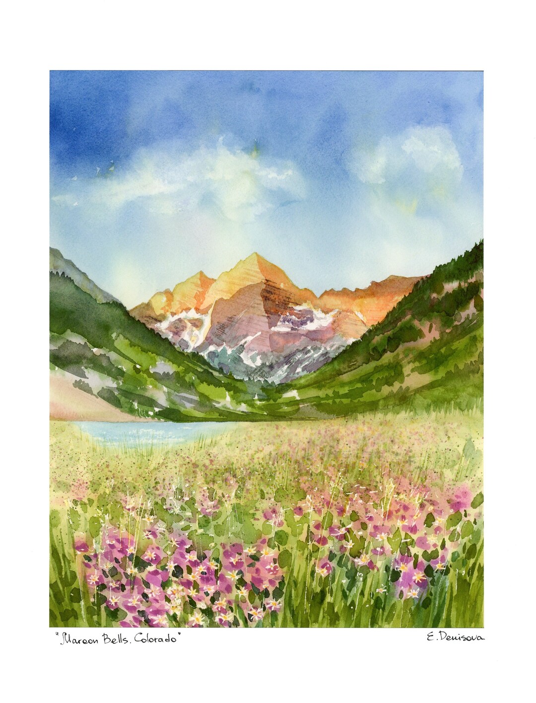 Mountain Print, Colorado Landscape Painting, Watercolor Print, Mountain ...