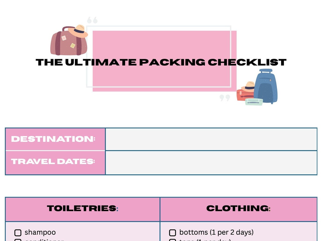 The Ultimate Packing Checklist - Etsy