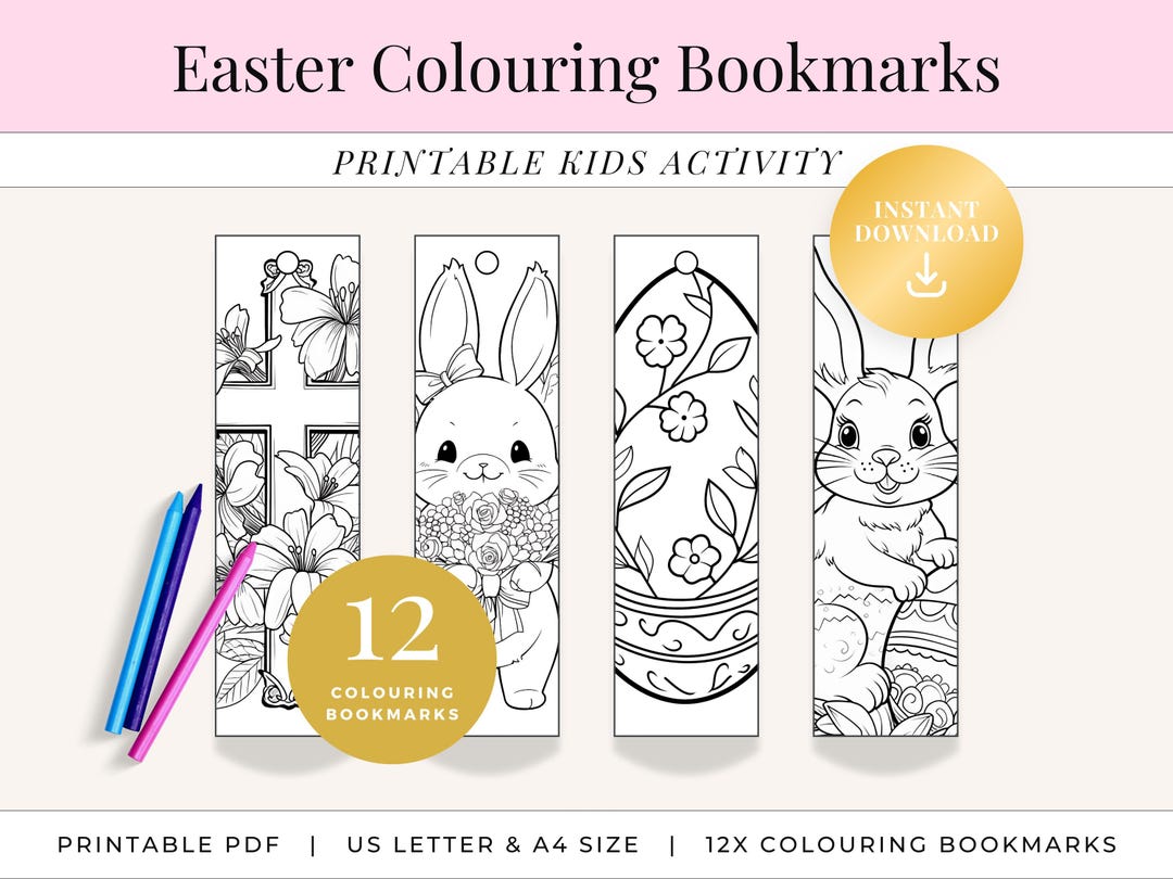 Easter Colouring Bookmarks for Kids - Printable DIY Easter Activity ...