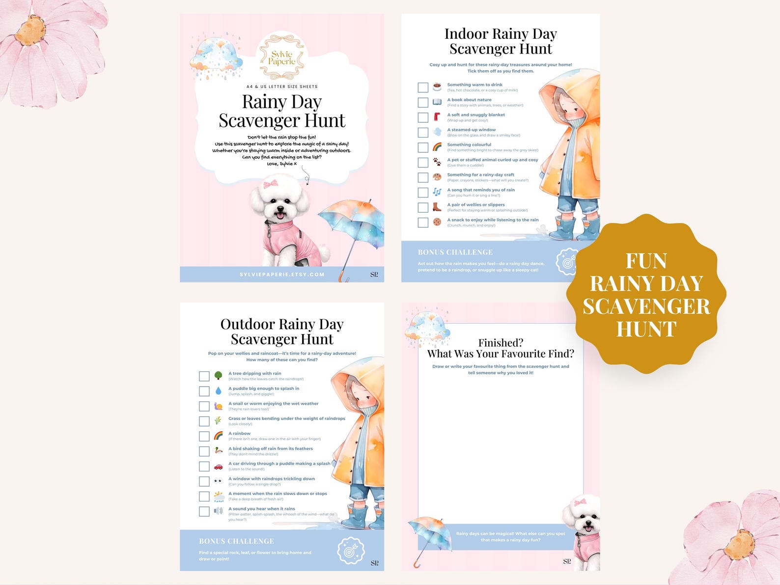 Printable Rainy Day Scavenger Hunt for Kids | Indoor & Outdoor Activity ...