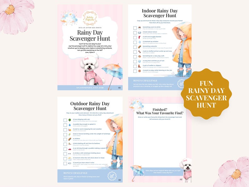 Printable Rainy Day Scavenger Hunt for Kids | Indoor & Outdoor Activity ...