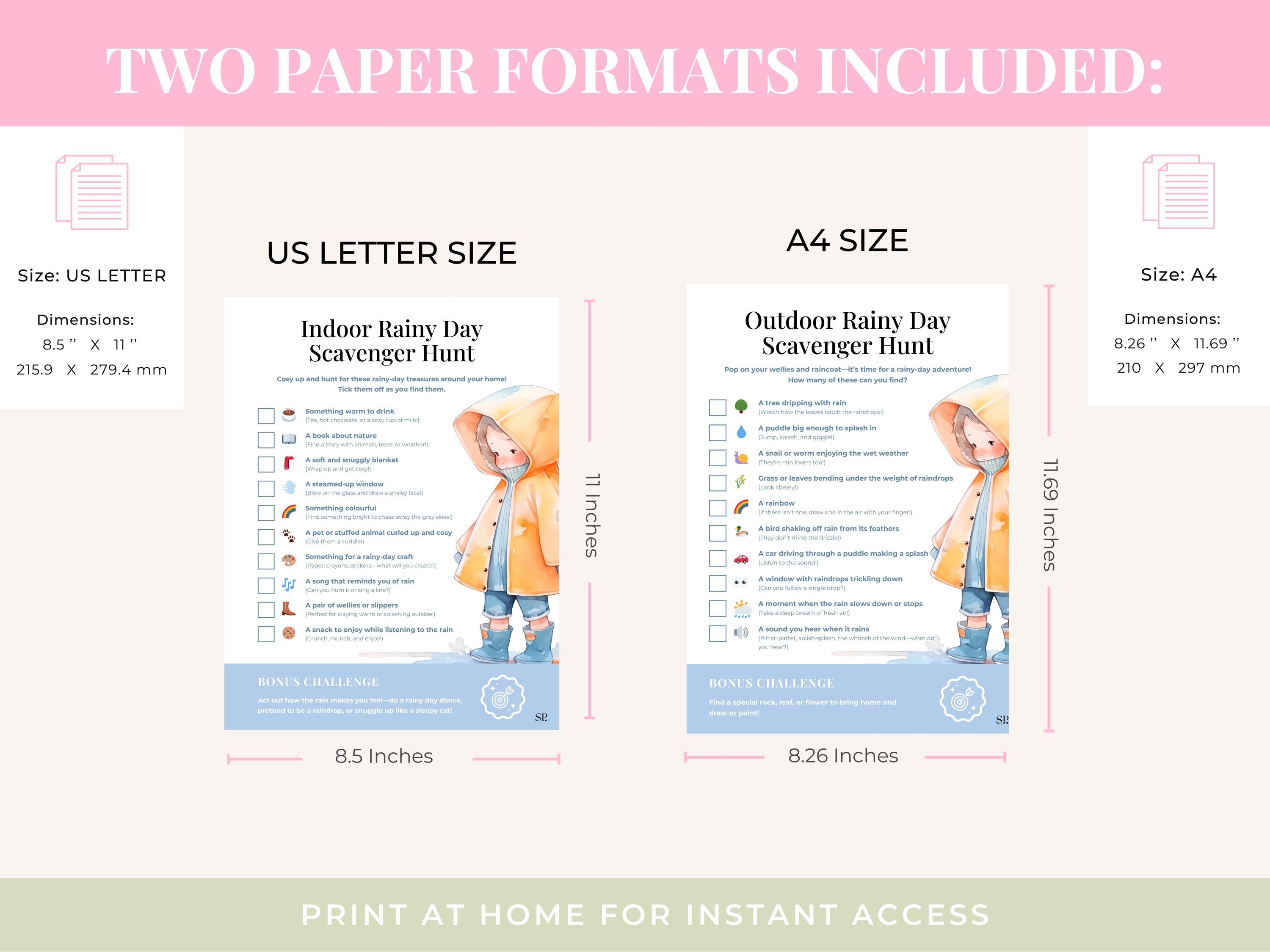 Printable Rainy Day Scavenger Hunt for Kids | Indoor & Outdoor Activity ...