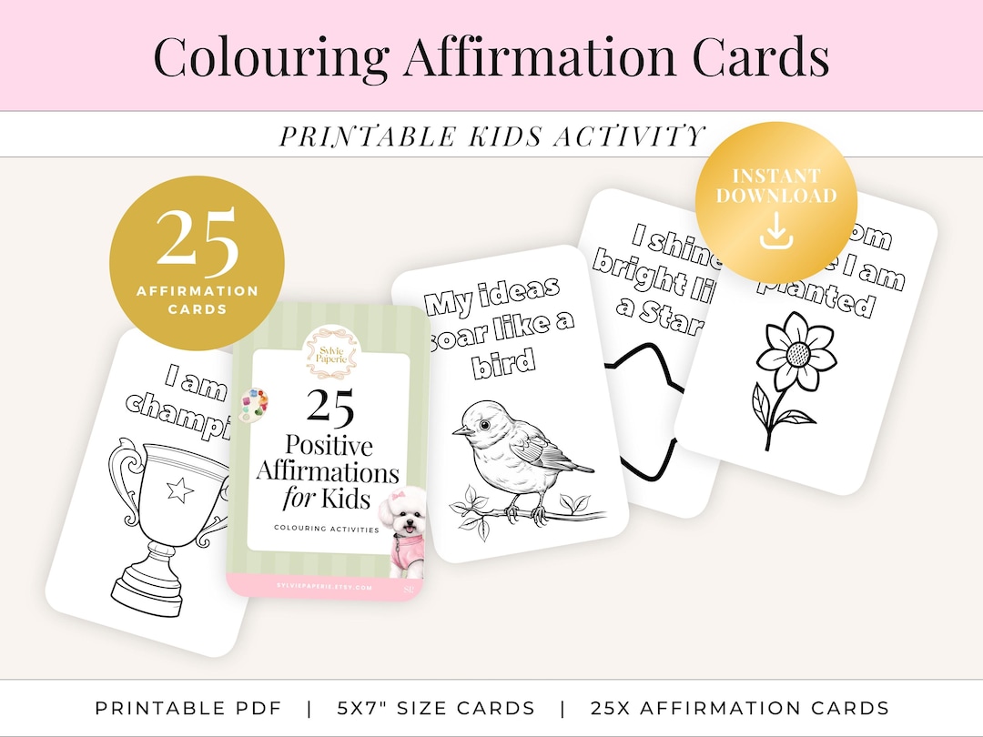 25 Positive Colouring Affirmation Cards for Kids | Printable ...