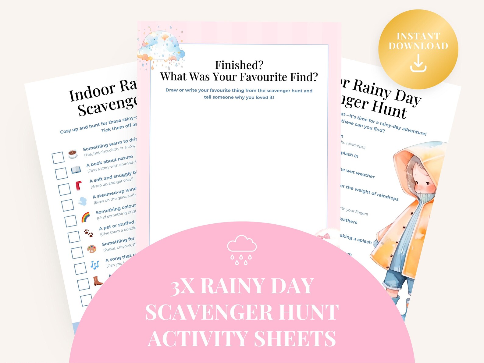Printable Rainy Day Scavenger Hunt for Kids | Indoor & Outdoor Activity ...