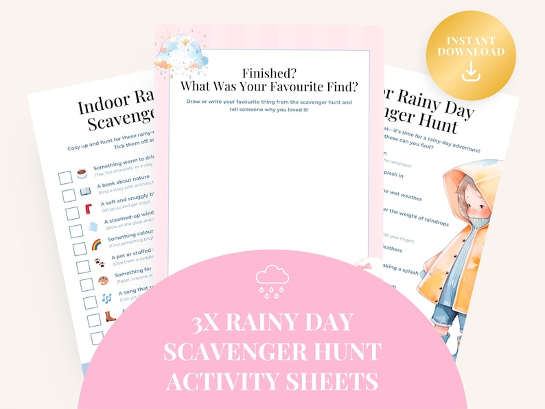 Printable Rainy Day Scavenger Hunt for Kids | Indoor & Outdoor Activity ...