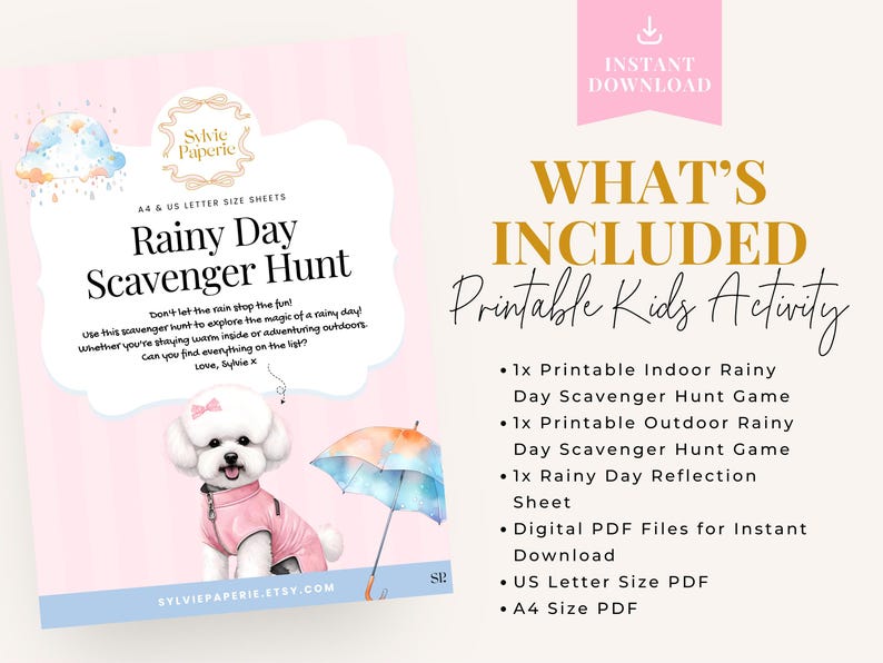 Printable Rainy Day Scavenger Hunt for Kids | Indoor & Outdoor Activity ...