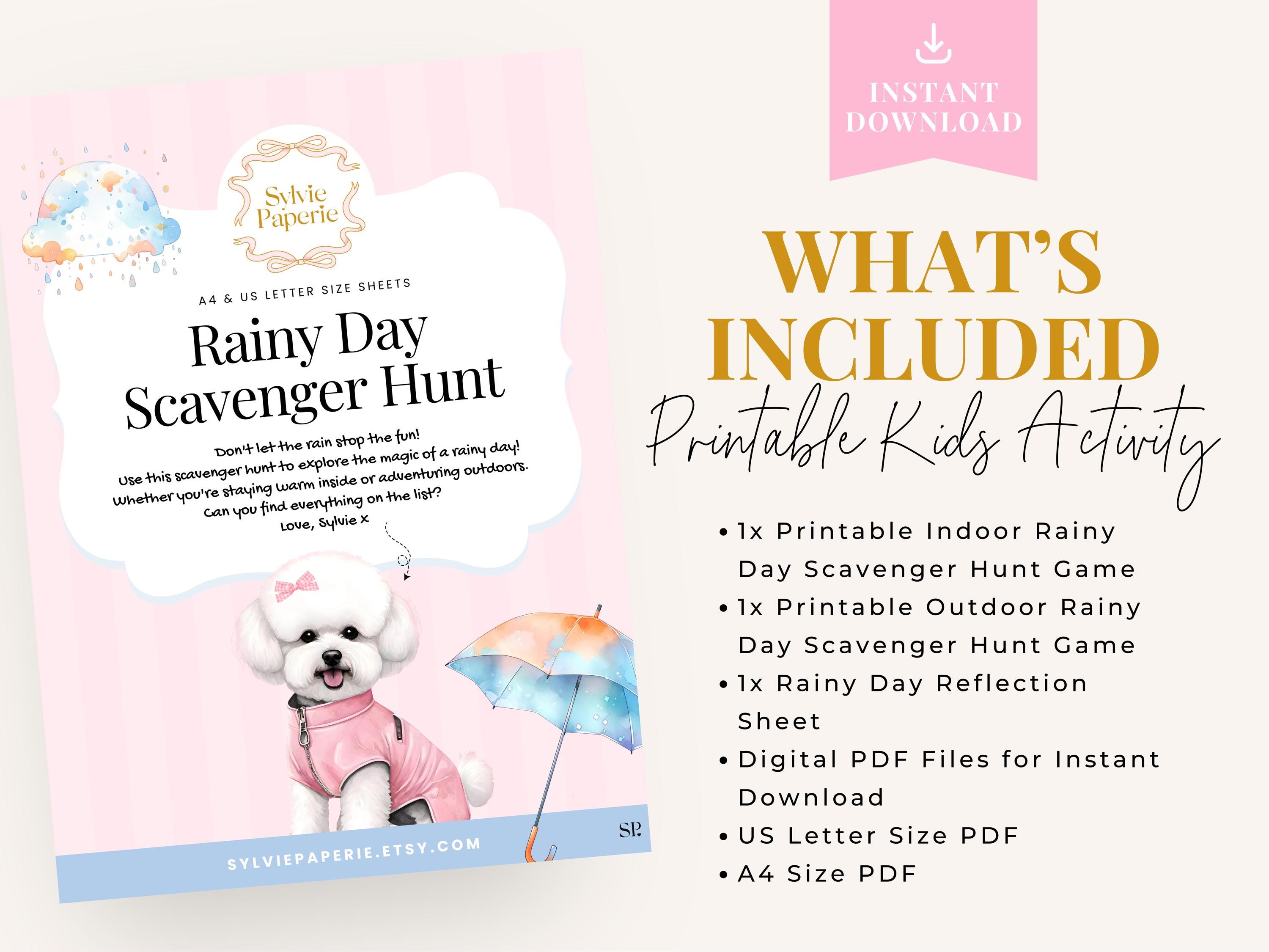 Printable Rainy Day Scavenger Hunt for Kids | Indoor & Outdoor Activity ...