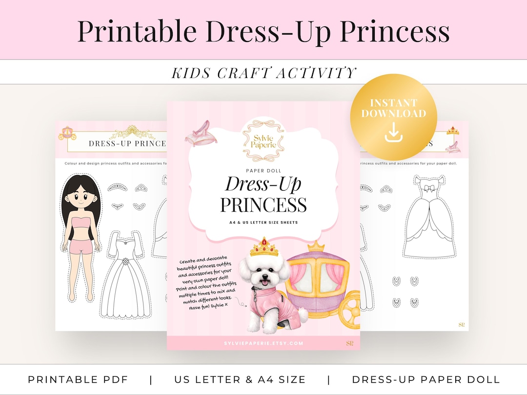 Printable Paper Doll - Dress-up Princess Activity for Kids | Colour ...