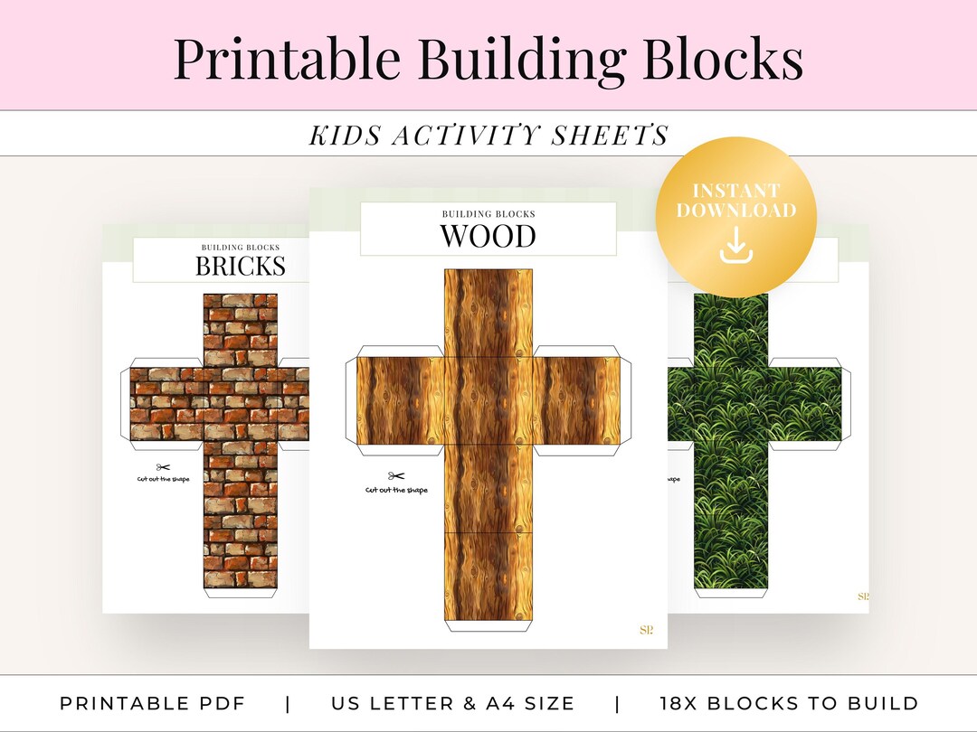 Printable DIY Construction-themed Building Blocks - Paper Toy Template ...